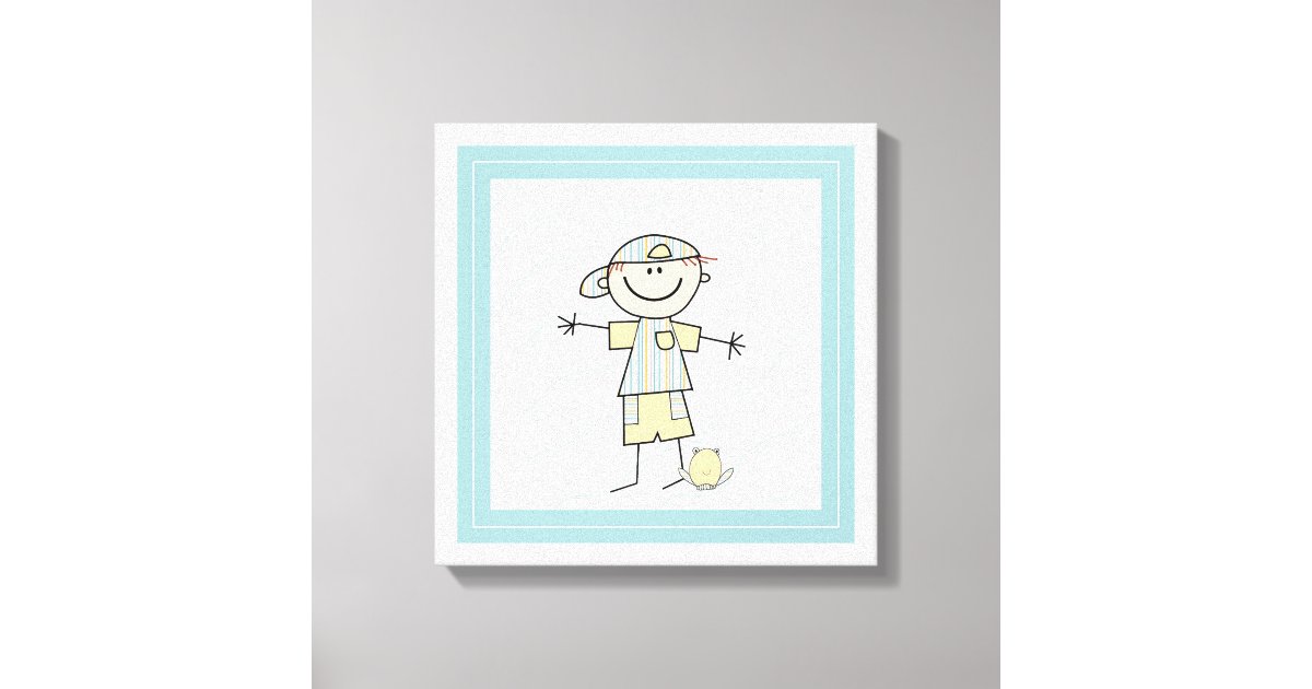 Cute Stick Figure Boy Canvas Print | Zazzle