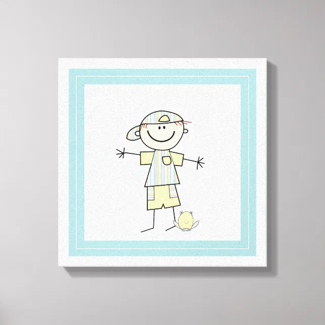 Cute Stick Figure Boy Canvas Print | Zazzle