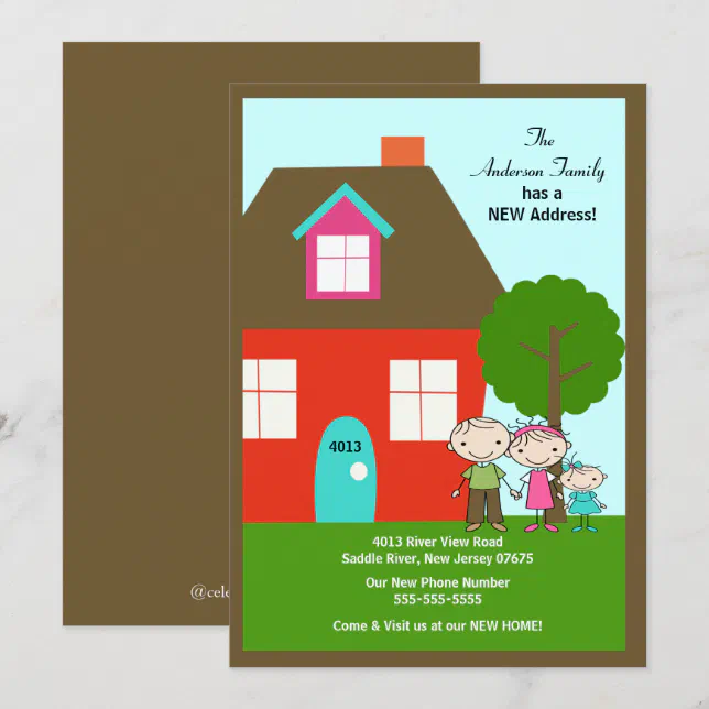 CUTE Stick Figure Family ~ Moving Announcement | Zazzle