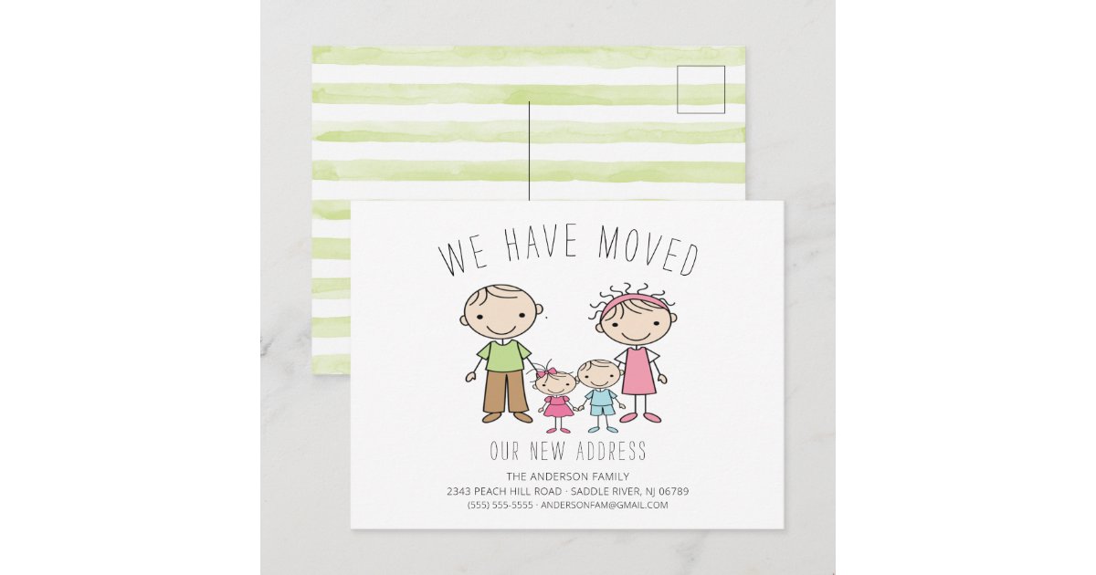 Cute Stick Figure Family Moving Announcement | Zazzle