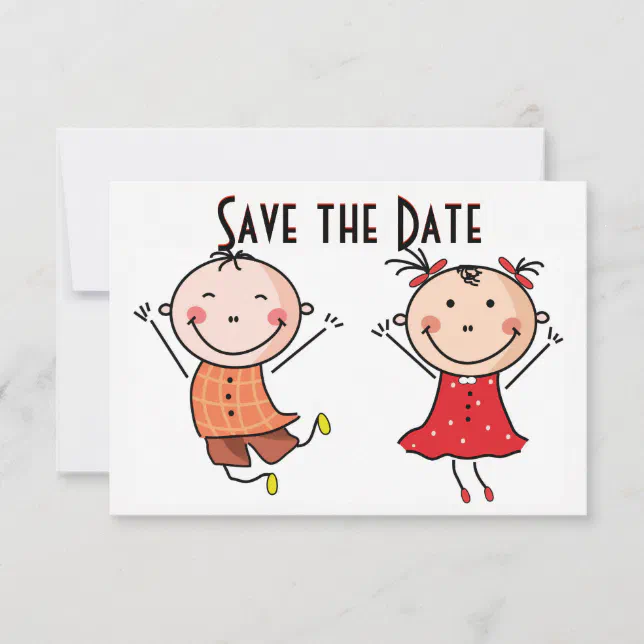 Cute Stick Figure Save the Date Invitation | Zazzle
