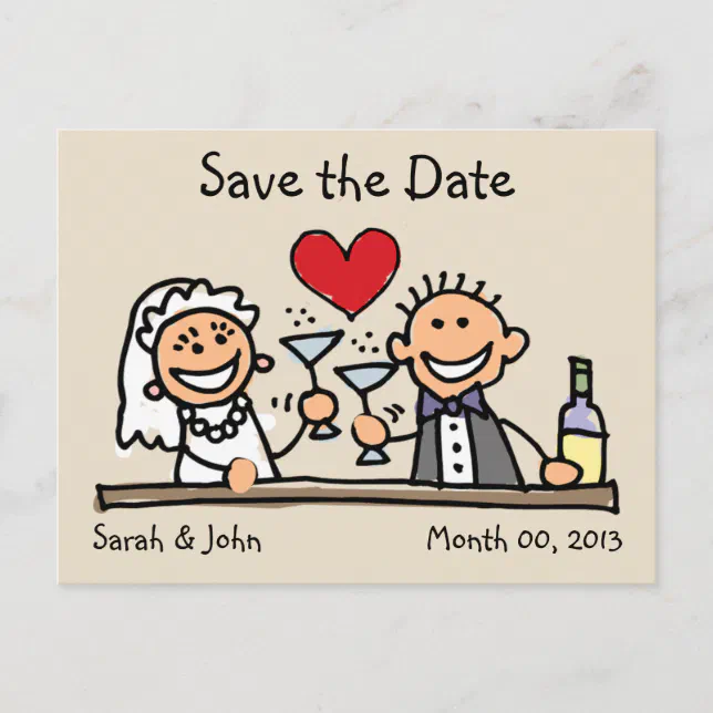 Cute Stick Figures Save the Date Postcards | Zazzle