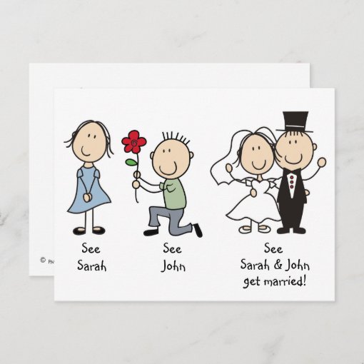 Cute Stick Figures Save the Date Postcards | Zazzle