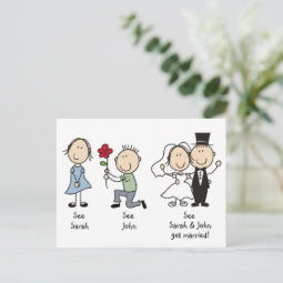 Cute Stick Figures Save the Date Postcards | Zazzle