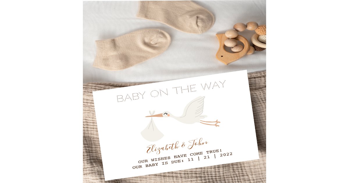 Cute Stork Announcement Postcard | Zazzle