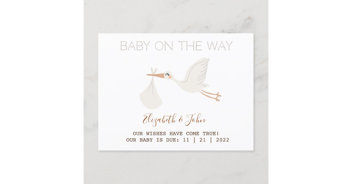 Cute Stork Announcement Postcard | Zazzle