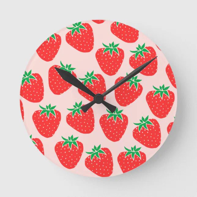 Cute Strawberries Wall Clock | Zazzle