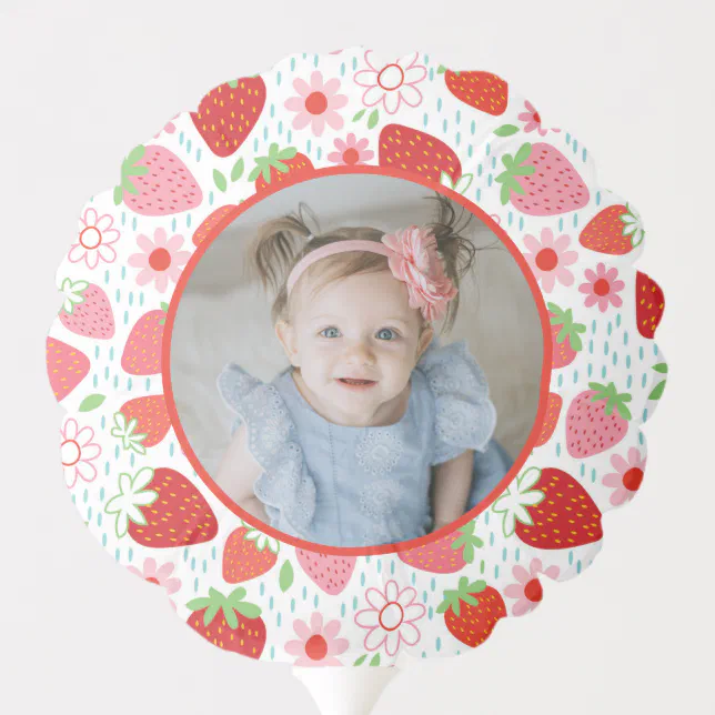 Cute Strawberry Berry First Birthday Party Balloon | Zazzle