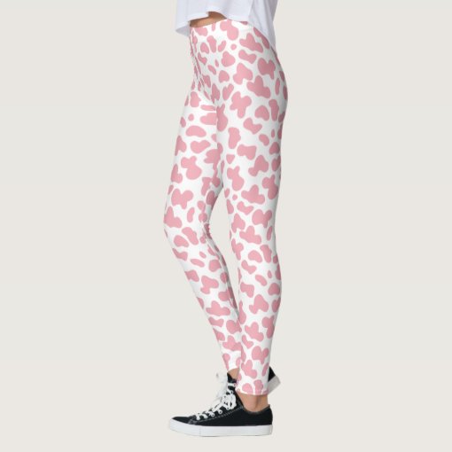 Cute Strawberry Cow Spots Pattern | Pink Leggings | Zazzle