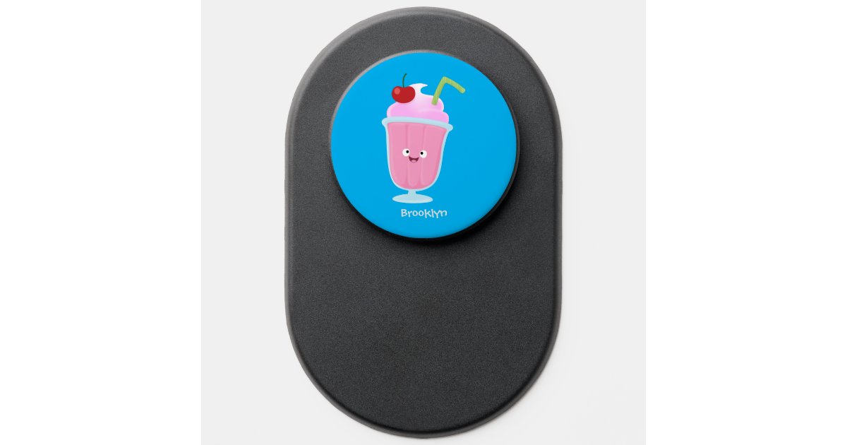 Cute strawberry ice cream sundae cartoon PopSocket | Zazzle