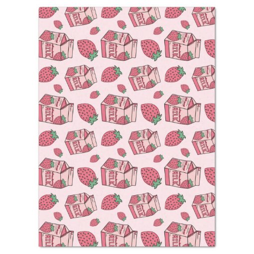 Cute Strawberry Milk Pattern Tissue Paper | Zazzle