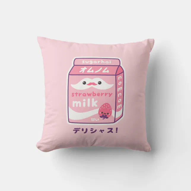 Cute Strawberry Milk Throw Pillow | Zazzle