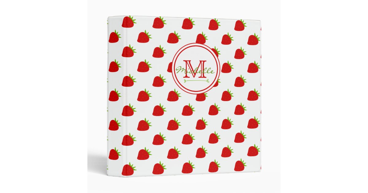 Cute Strawberry Pattern 3 Ring Binder | Zazzle
