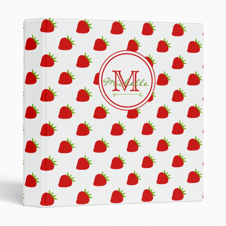 Cute Strawberry Pattern 3 Ring Binder | Zazzle