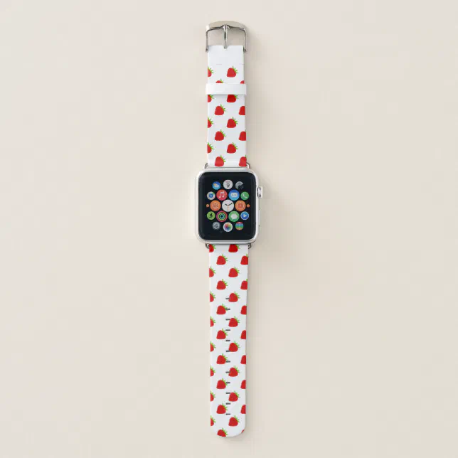 Cute Strawberry Pattern Apple Watch Band | Zazzle