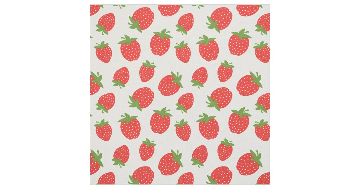 Cute Strawberry Pattern Fabric | Zazzle.com