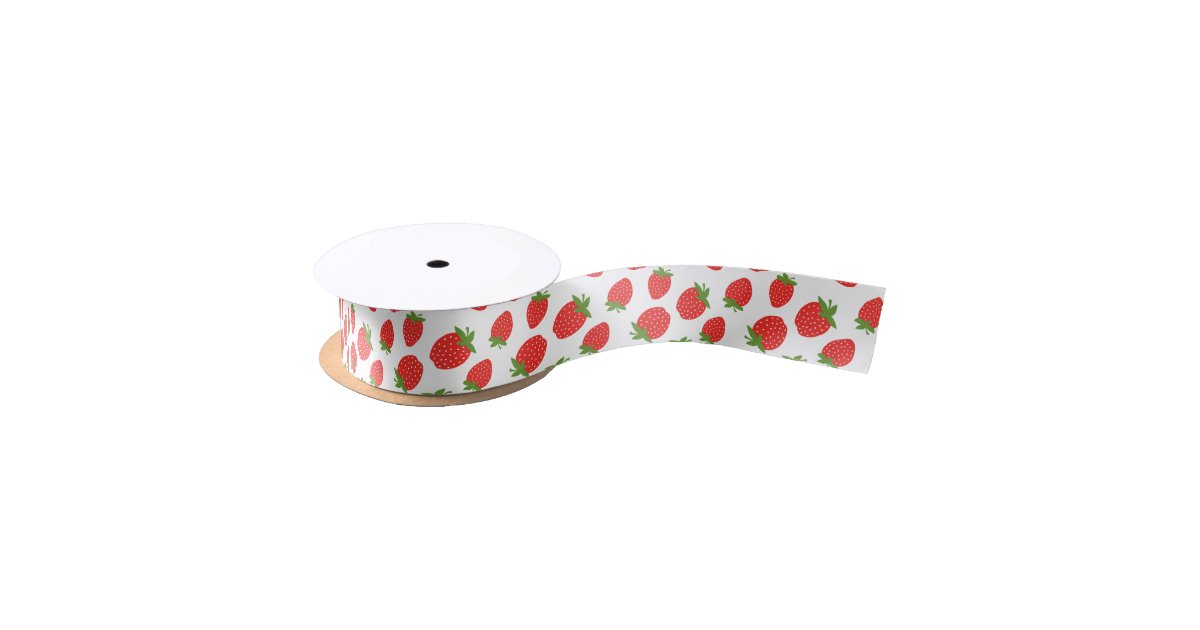 Cute Strawberry Pattern Satin Ribbon | Zazzle