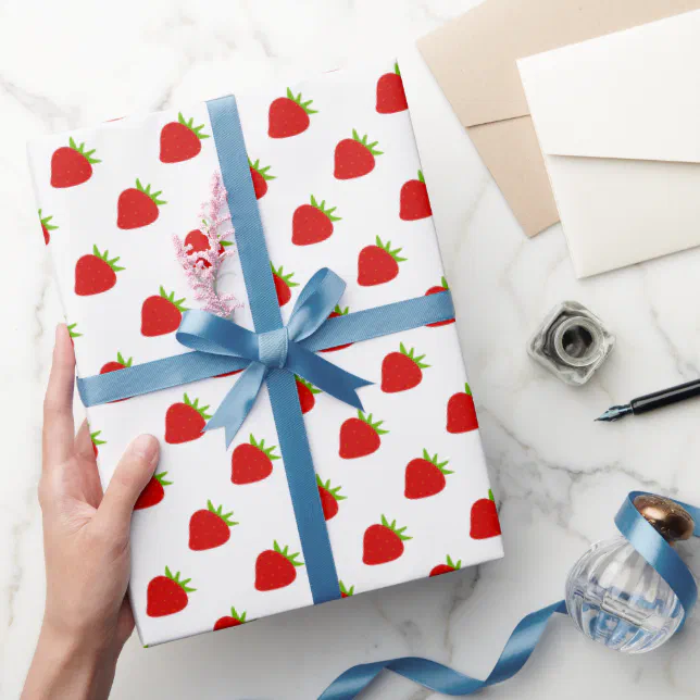 Cute Strawberry Pattern Wrapping Paper | Zazzle