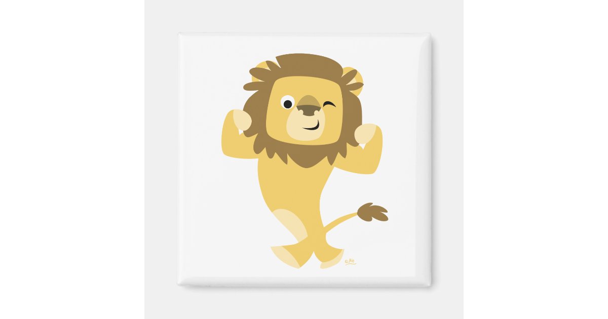 Cute Strong Cartoon Lion Magnet | Zazzle