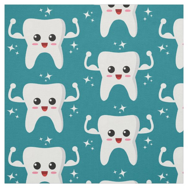 Cute Dental Pattern Fabric | Zazzle