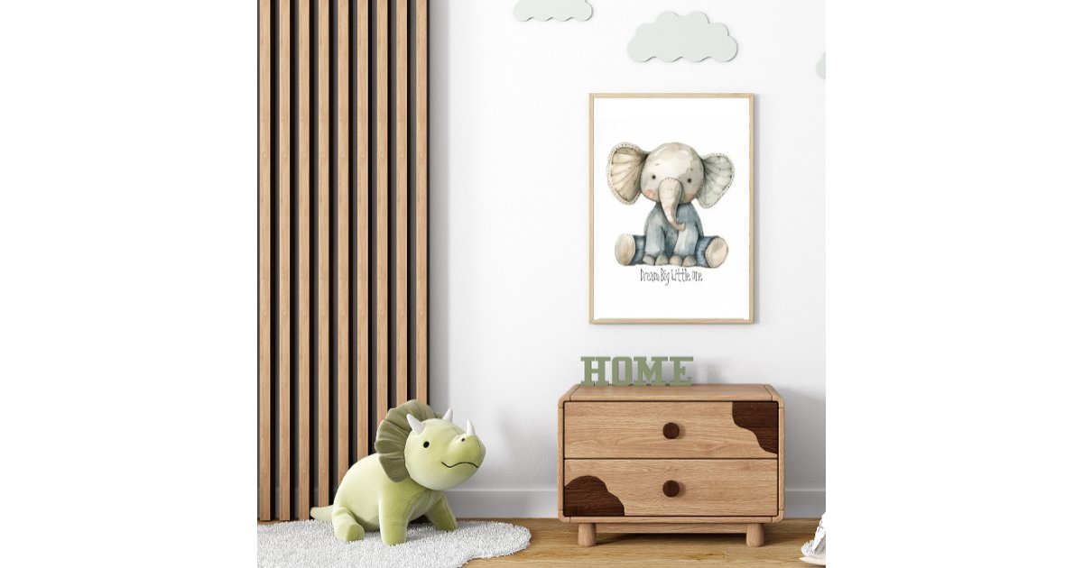 Cute Stuffed Elephant Poster for Nursery | Zazzle