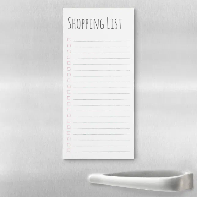 Cute Stylish Checkbox Lined Shopping List Magnetic Notepad | Zazzle