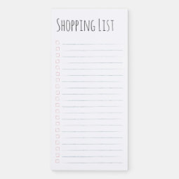 Cute Stylish Checkbox Lined Shopping List Magnetic Notepad | Zazzle