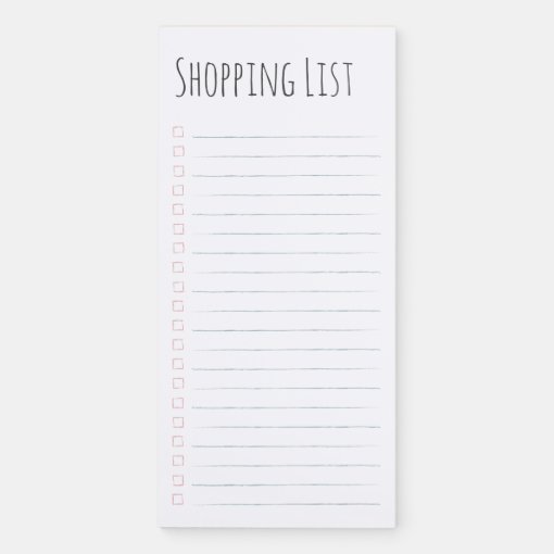 Cute Stylish Checkbox Lined Shopping List Magnetic Notepad | Zazzle