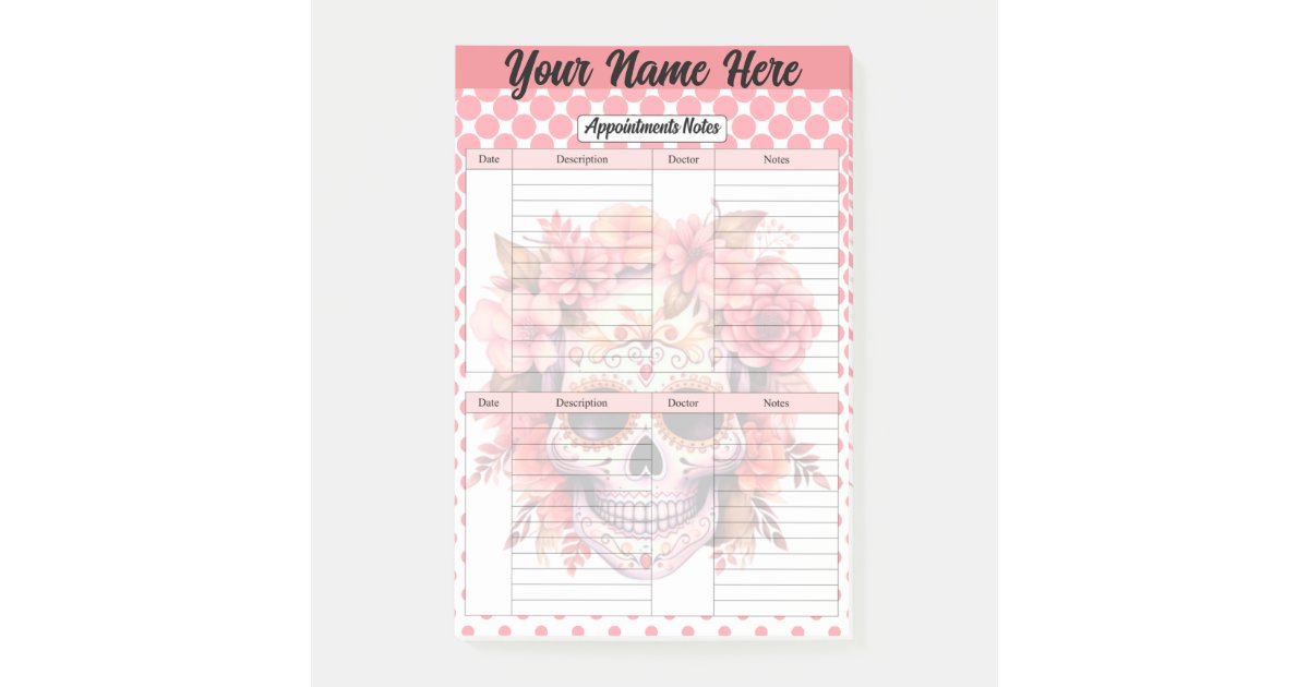 Cute Sugar Skull Appointment Notes | Zazzle