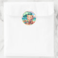 Cute Summer bear lovers Classic Round Sticker | Zazzle
