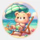 Cute Summer bear lovers Classic Round Sticker | Zazzle