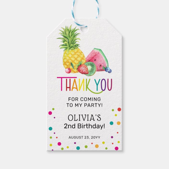 Cute Summer Fruit Birthday Thank You Favor Gift Tags | Zazzle.com