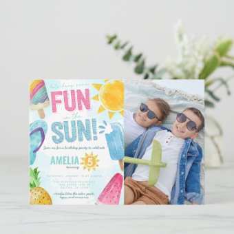 Cute Summer Fun In the Sun Birthday Pool Party Invitation | Zazzle