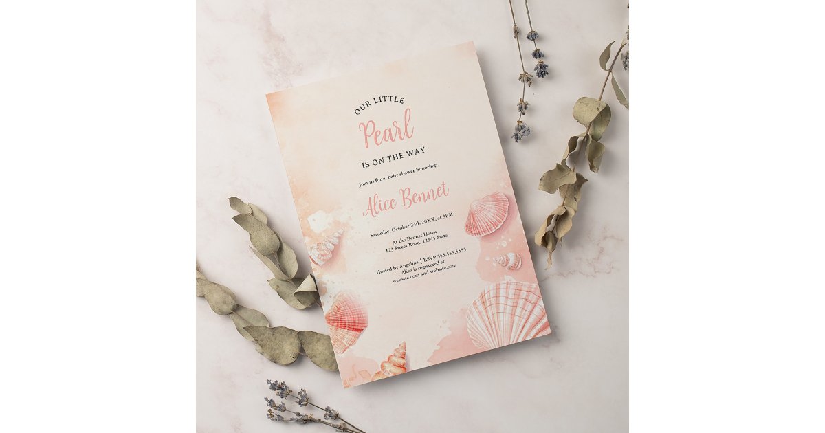 Cute summer ocean little pearl baby shower invitation | Zazzle