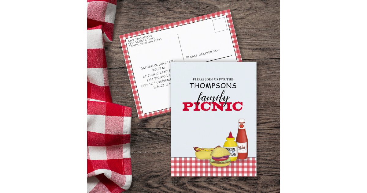 Cute Summer Picnic Trendy Cookout Whimsical Postcard | Zazzle