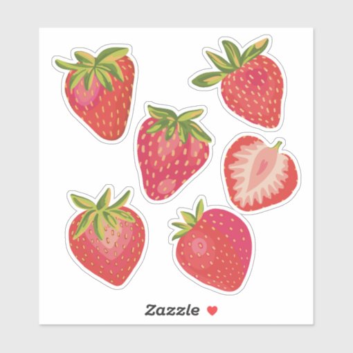 Cute Summer Strawberry Sticker | Zazzle