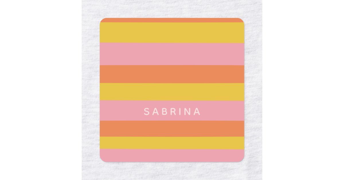 Cute Summer Stripes in Pink Yellow Orange Labels | Zazzle