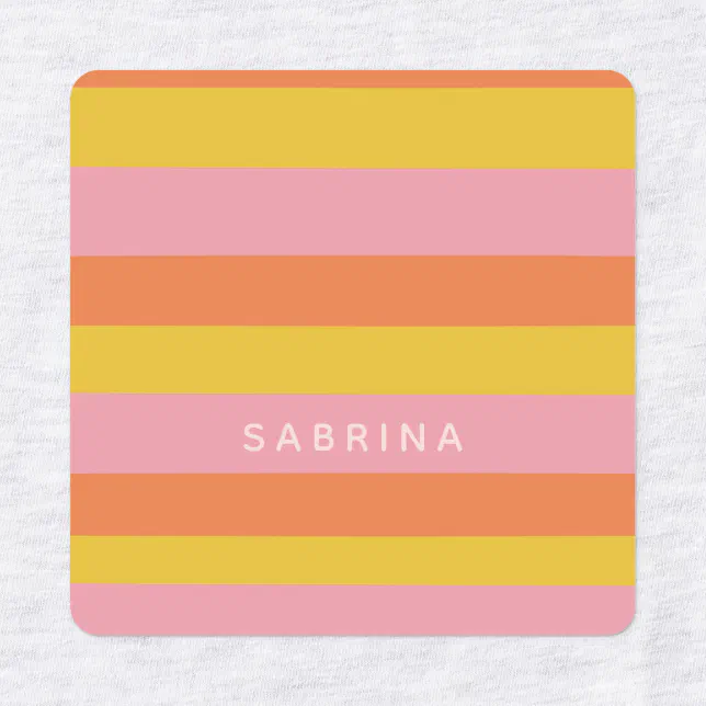 Cute Summer Stripes in Pink Yellow Orange Labels | Zazzle