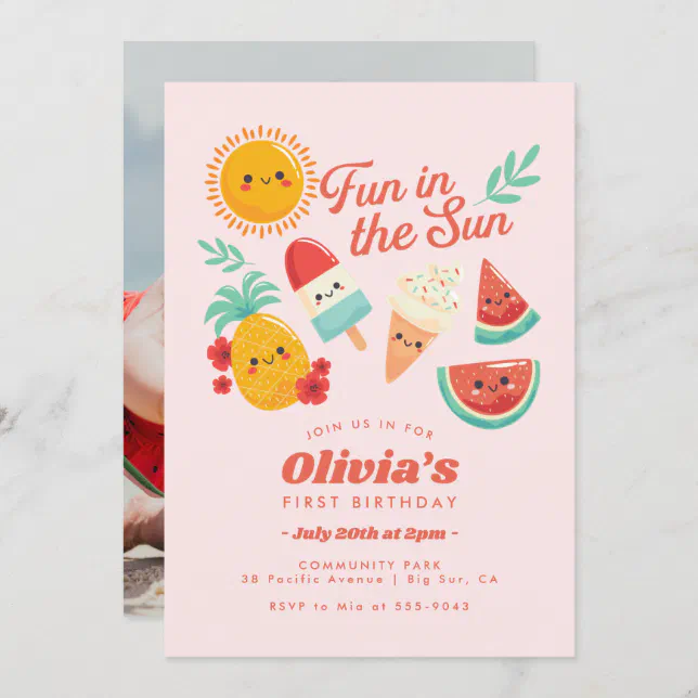 Cute Summer Sun Birthday Invitation | Zazzle