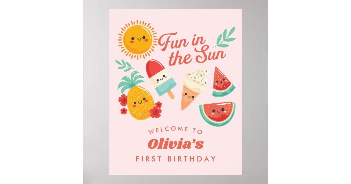 Cute Summer Sun Welcome Birthday Sign | Zazzle