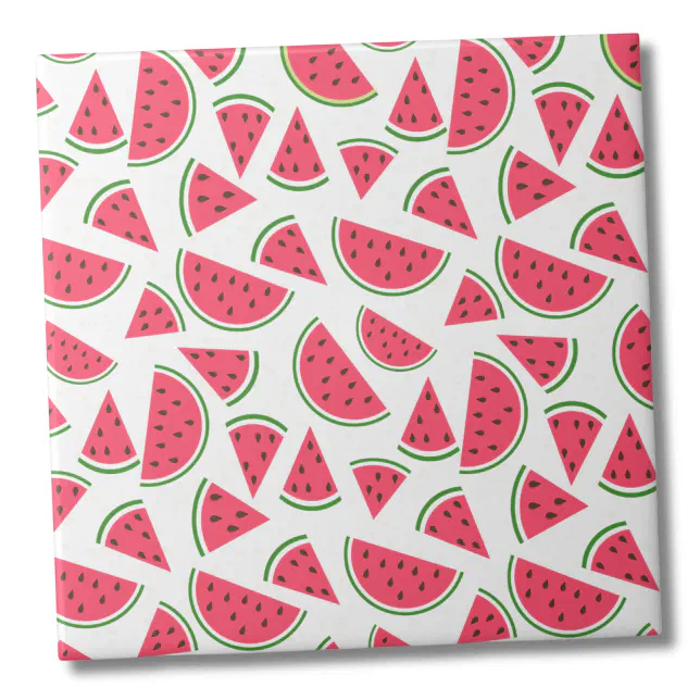 Cute Summer Watermelon Pattern Ceramic Tile | Zazzle