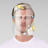 Cute Summer Yellow Roses White Floral Pattern Face Shield | Zazzle
