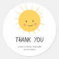 Cute Sun Smiling Thank You Classic Round Sticker | Zazzle