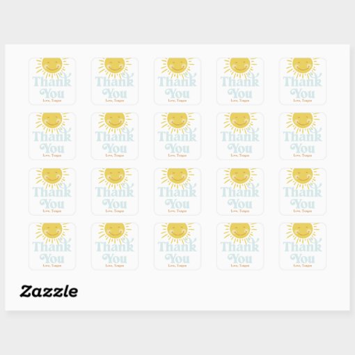 Cute Sun Thank You Stickers | Zazzle
