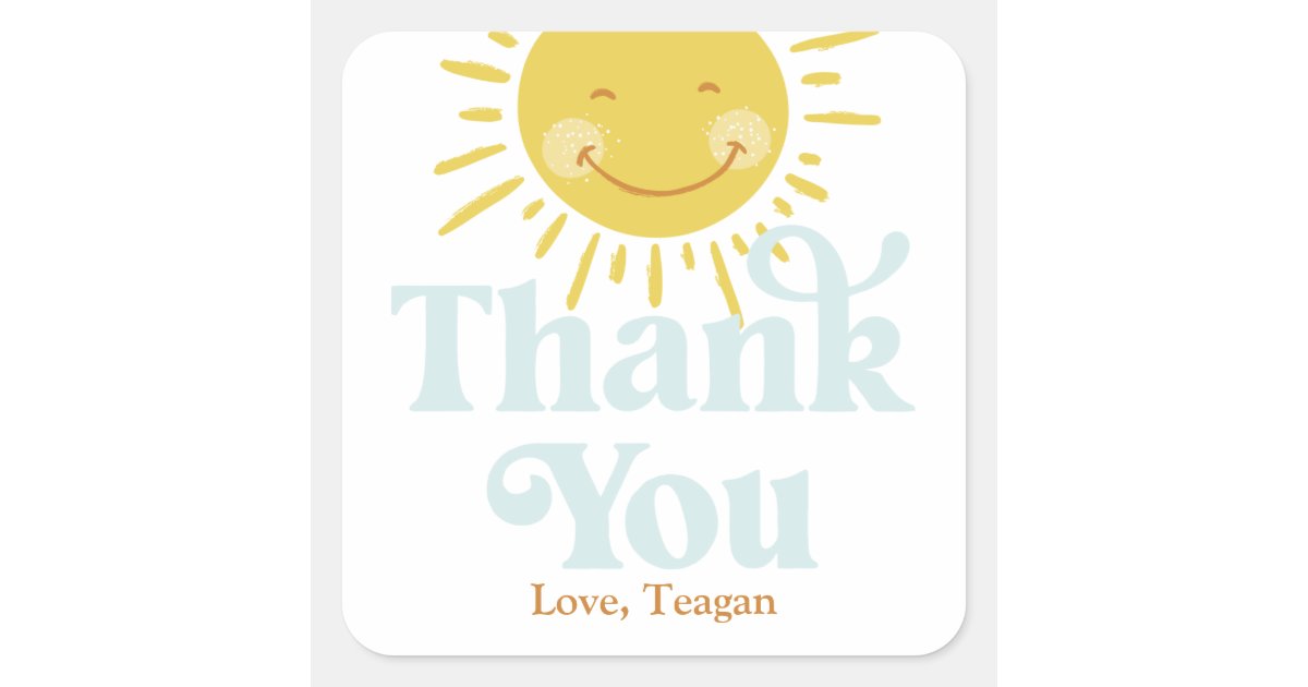 Cute Sun Thank You Stickers | Zazzle