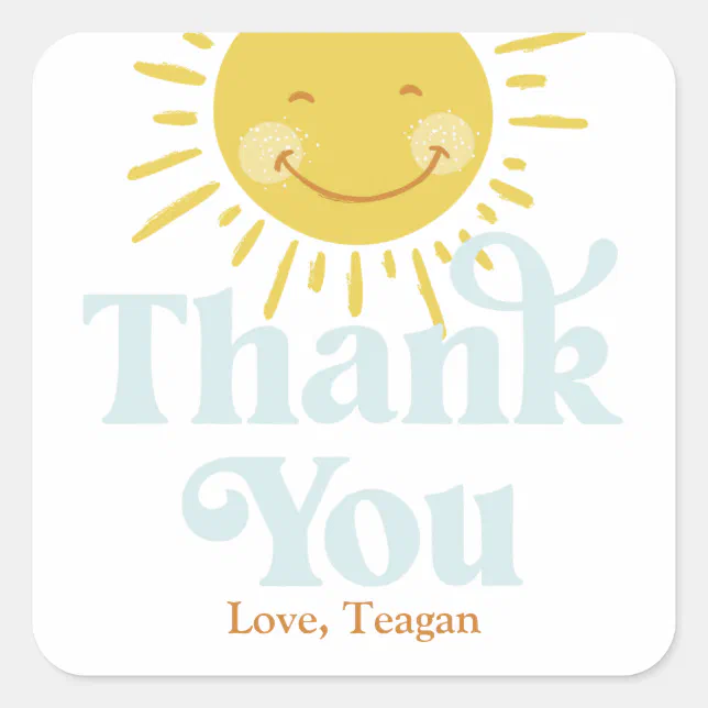 Cute Sun Thank You Stickers | Zazzle