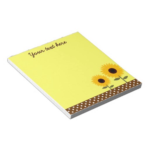 Cute Sunflowers Yellow and Brown Dot Notepad | Zazzle