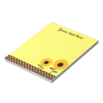 Cute Sunflowers Yellow and Brown Dot Notepad | Zazzle