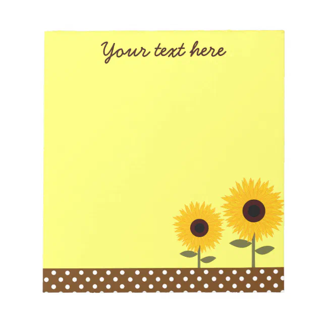 Cute Sunflowers Yellow and Brown Dot Notepad | Zazzle