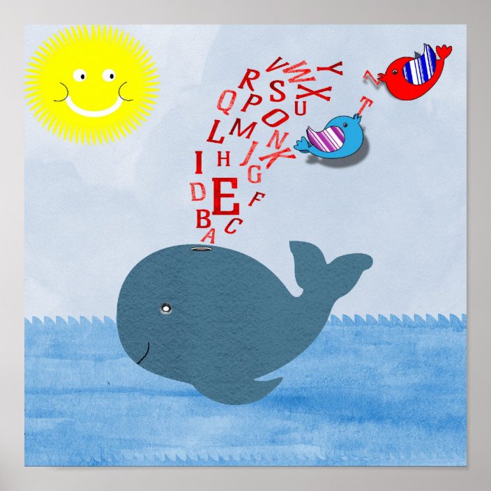 Cute Sunshine Alphabet Whale Baby Nursery Print | Zazzle.com